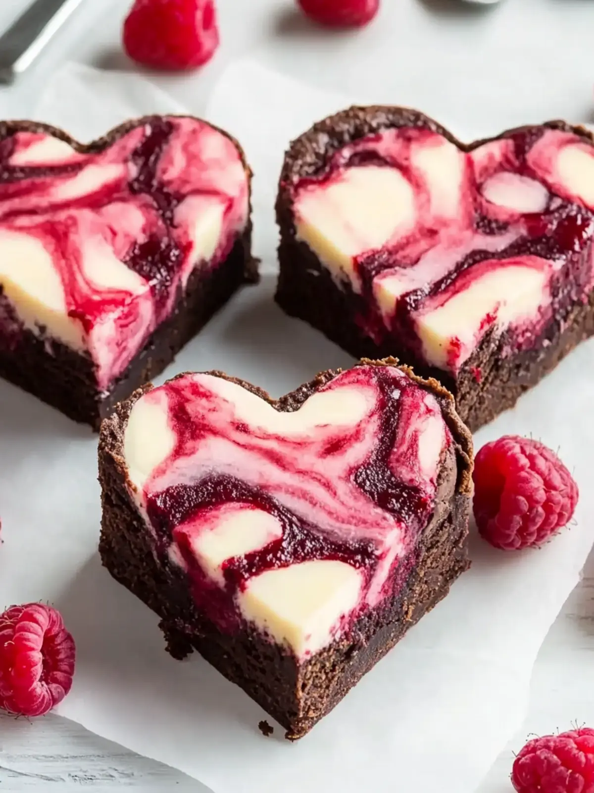 Irresistible Heart-Shaped Brownies with Creamy Raspberry Swirl