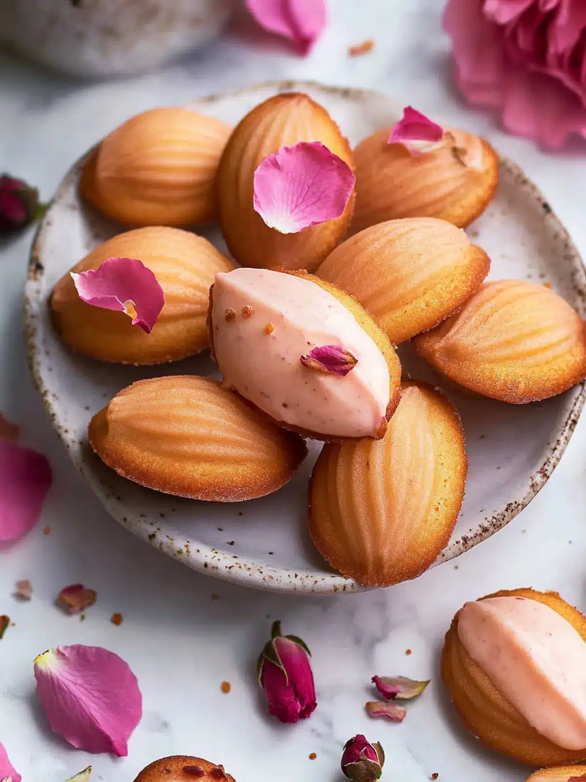 Irresistible Rose Madeleines with Delightful Floral Glaze